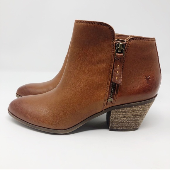 Frye | Shoes | Frye Judy Zip Leather Cognac Bootie | Poshmark